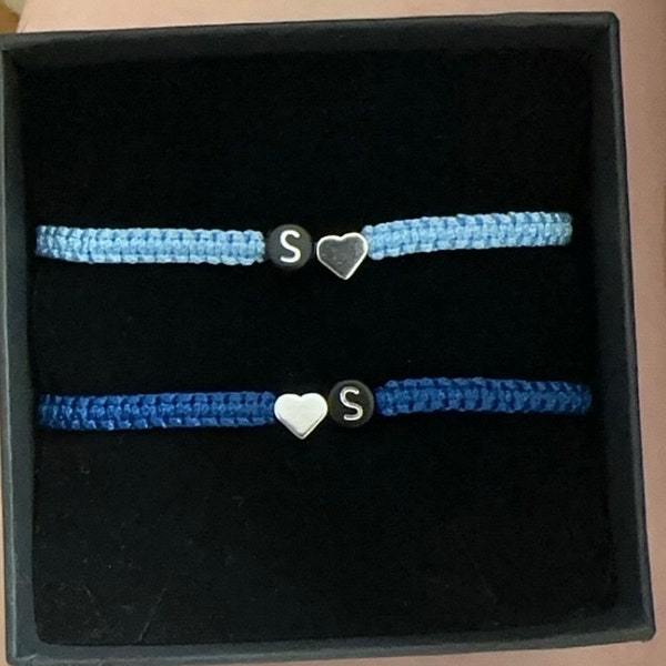 Set of 2 Custom Initial Bracelets for Couples | Personalized Matching ...