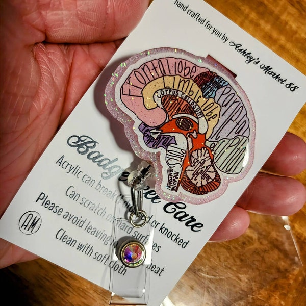 Anatomical Brain Badge Reel | Eeg Tech | Neurologist Badge | Neurology ...