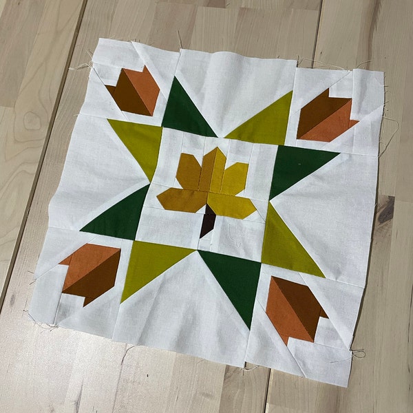 Maple Star Fall Autumn Leaf Quilt Block PDF Pattern - Includes ...