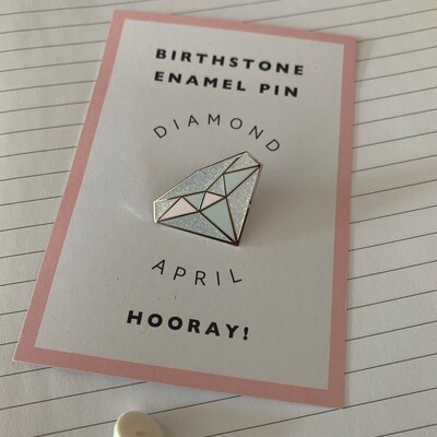 Birthstone Pin Birthday Badge Gemstone Pin Hard Enamel Pin Enamel Pin ...