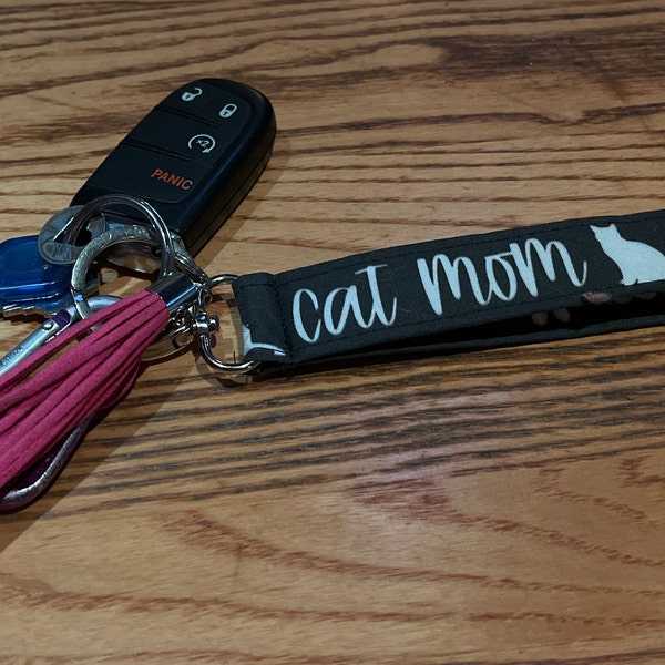 Cat Key Fob Wristlet | Cat Keychain Bracelet | Cat Mom Keychain ...