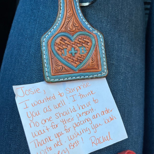 Handmade Leather Ear Tag Key Chains Personalized With Your Initials or ...