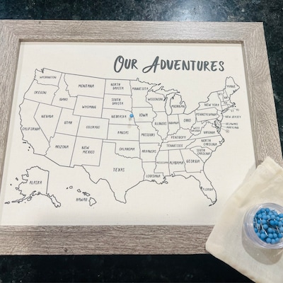 Push Pin Map, Personalized Travel Map, USA, United States, Second ...