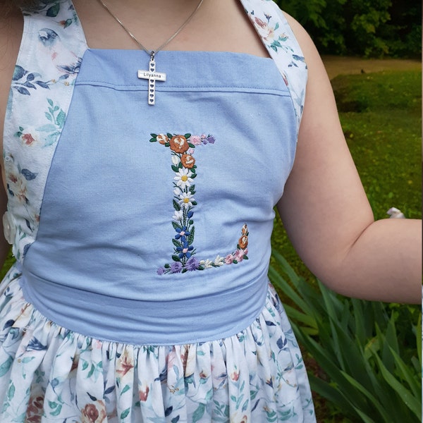 Machine Embroidery LETTER L Uppercase 97mm / 3.85" Tall Dainty Floral ...