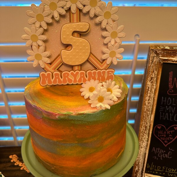 Groovy Cake Topper | Flower Child Cake Topper | Groovy Centerpiece ...