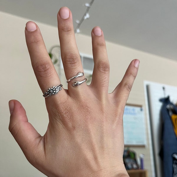 Sterling Silver Love Cuddle Hugging, Wraparound, Friendship Care Ring ...