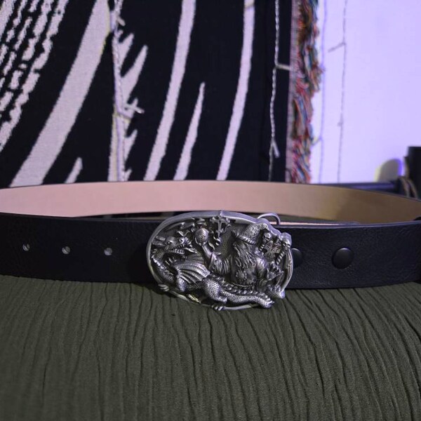 Cowboy Riding Jackrabbit Belt Buckle - Western Style Beautiful Silver ...