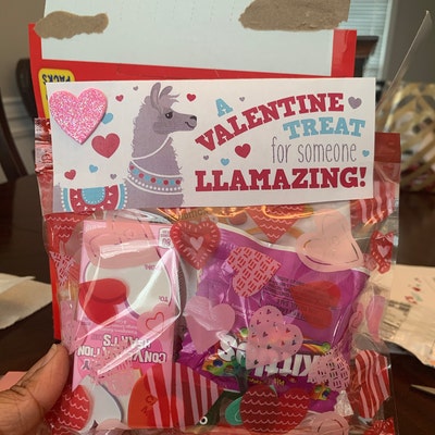 PRINTABLE Kids Valentines Printable Valentine Treat Bag Toppers Llama ...
