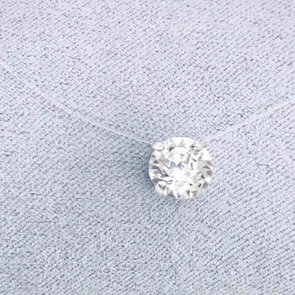 Invisible Solitaire Necklace (4 Prongs) in 6mm or 8mm Austrian Crystal ...