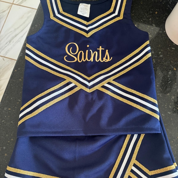 Navy & Gold Cheer Uniform, Customized Cheerleading Uniform, Girls Cheer ...