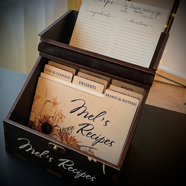 Sunflowers Recipe Card Box With 9 Recipe Dividers & 150 Recipe Cards ...