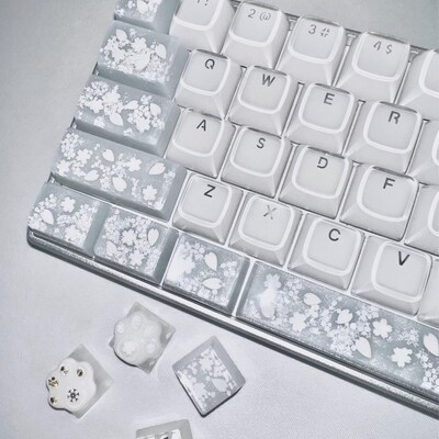 SAKURA Artisan Keycaps, Custom Resin Keycaps, Cherry Keycaps Gift for ...