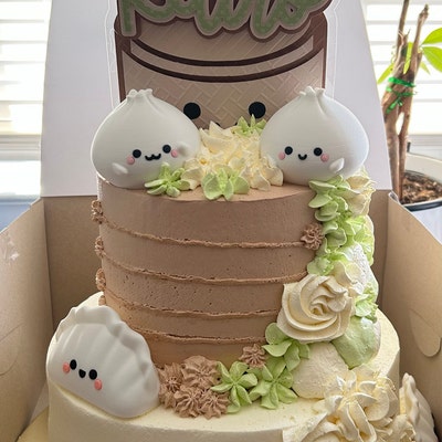 Boba and Bao Cake Topper, Little Dumpling Cake Topper, Boba Tea Cake ...