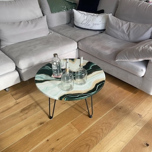 Emerald Green Coffee Table, Resin Coffee Table, Green Gold Coffee Table ...