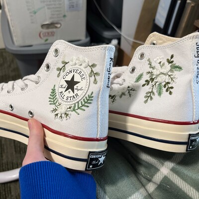 Embroidered Converse/converse Custom Flower Embroidery /bridal Converse ...