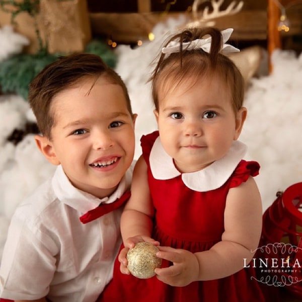 Cherry Ruby Blood Red 100% Linen Pre Tied Bow Tie for Baby Infant ...