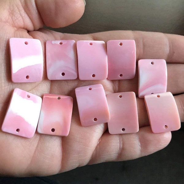 Pink Conch Rectangle Connectors With 2 Mm Holes, 18*25 Mm Curved ...