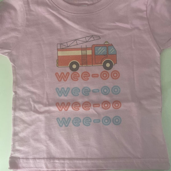 Baby/toddler Firetruck Shirt, Kids Fire Engine Shirt, Trendy Vehicle ...