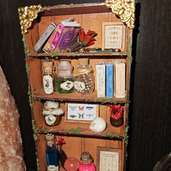DIY KIT | Miniature Fairy Witch Bookshelf Kit | DIY Miniature Bookshelf ...