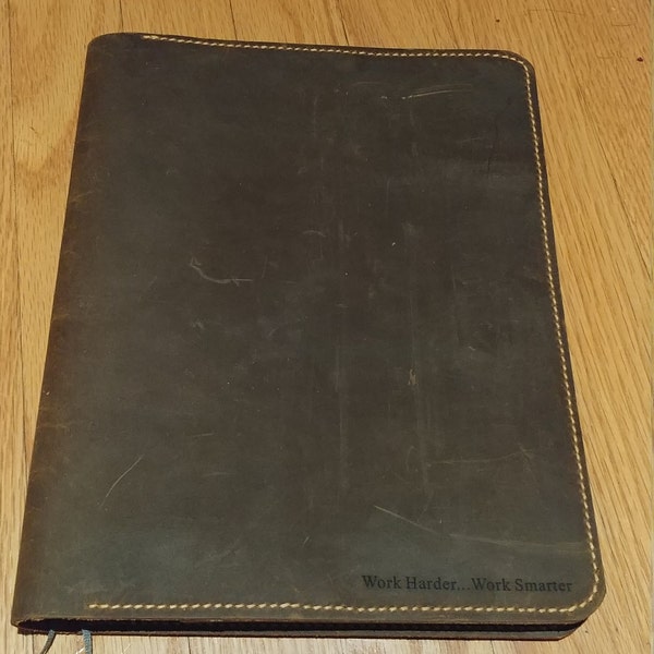 Personalized Distressed Leather Cover Case Portfolio for Minimalism Art ...