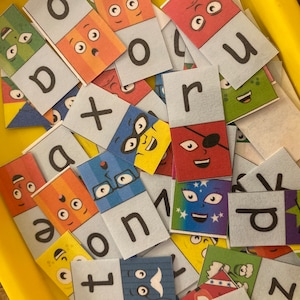 Alphablocks Face Stickers A-Z for 2cm Mathlinkcube/blocks A4 Stickers ...