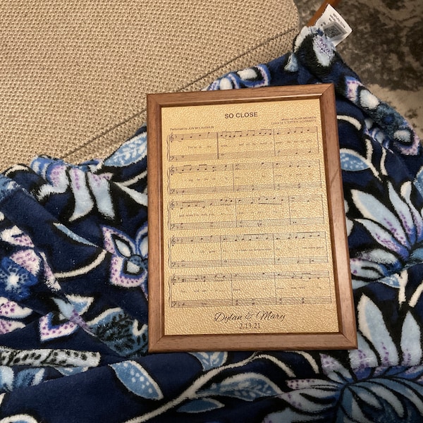 Leather Engraved Music Sheet, Personalized Framed Music Notes, 3rd ...