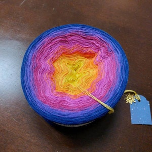 Navy Blue Yarn Cake With Glitter Yarn With Multicolor | Etsy