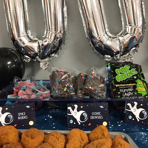 Editable Space Food Labels Galaxy Birthday Food Cards Tent Card ...