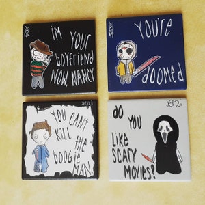 4x4 Hand Painted Coaster Ghostface, Horror Movie Icons, Gothic Art ...