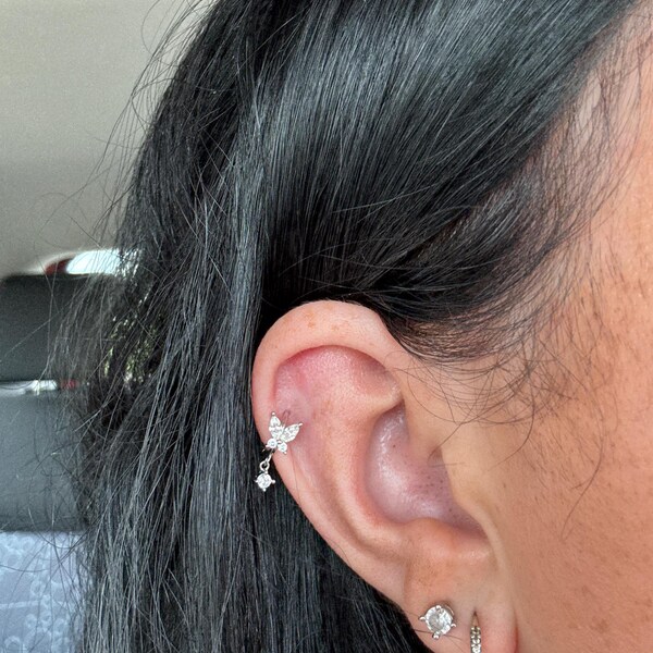 Helix Piercing, Spiral Ear Piercing, Conch Piercing, Silver Earrings ...
