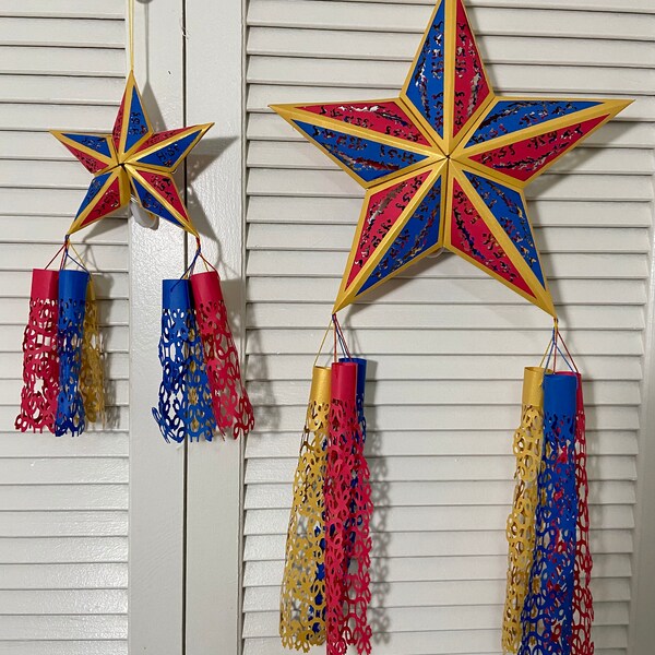 Lighted Filipino Christmas Parol Paneled 2ftx1ft Red/gold, Intricate ...