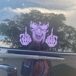 Skull With Middle Finger Vinyl Decal, Skull Decal, Skull Sticker, Skull ...