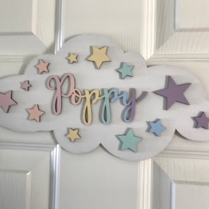 Name Cloud Nursery Cloud Sign Personalised Childrens Bedroom Door Sign ...