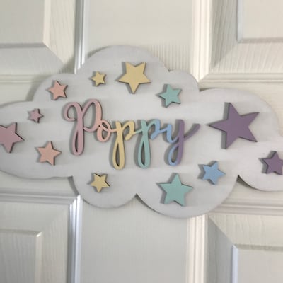 Name Cloud Nursery Cloud Sign Personalised Childrens Bedroom Door Sign ...