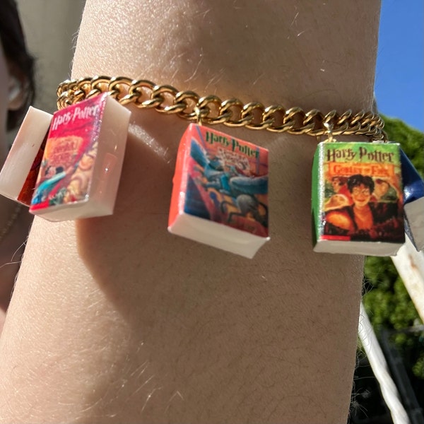 Custom Made Book Charm Bracelet (gold or Silver) - Etsy
