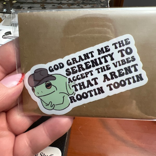 Cowboy Frog Sticker | God Grant Me the Serenity to Accept the Vibes ...