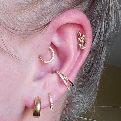 16G/18G Nature Flat Back Earring Stack Bee Cartilage Earrings Dragonfly ...