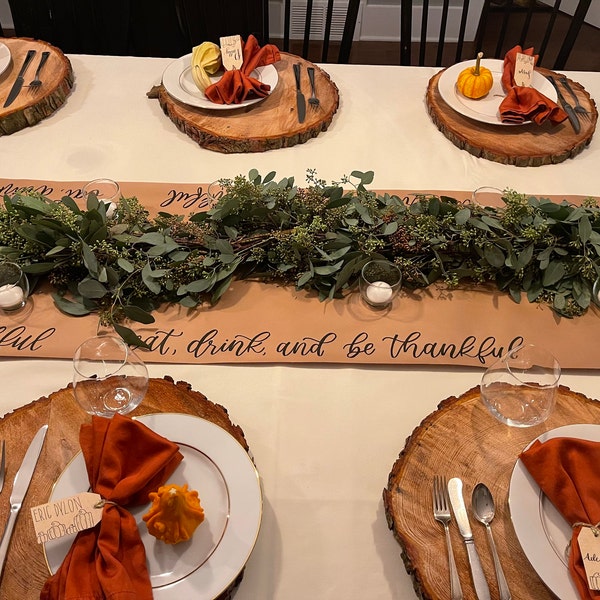 Brown Paper Table Runner for Holidays - Handlettered Kraft Paper ...