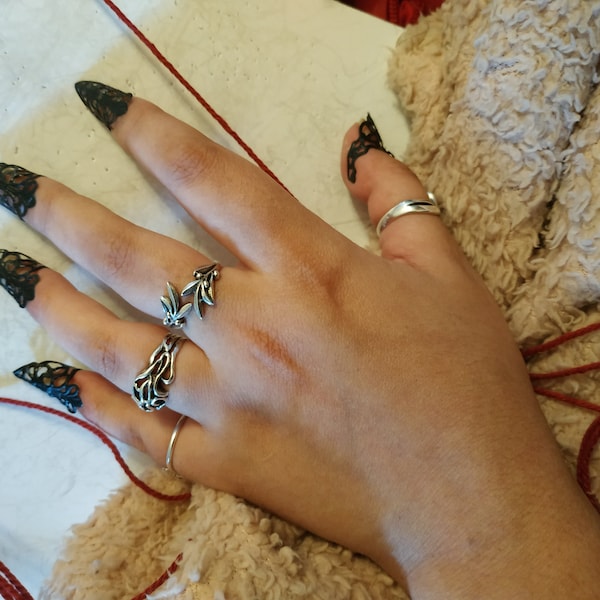 Mythical Armour Ring - Full Finger Claw Ring - Silver Adjustable ...
