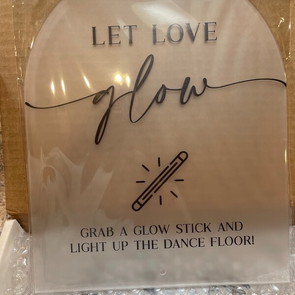 Let Love Glow Acrylic Sign, Let Love Glow Sign, Glow Stick Wedding Sign ...