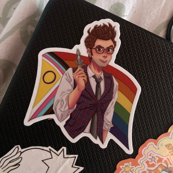 Pride Flag 14th Doctor Sticker, David Tennant, Doctor Who, Fourteenth ...