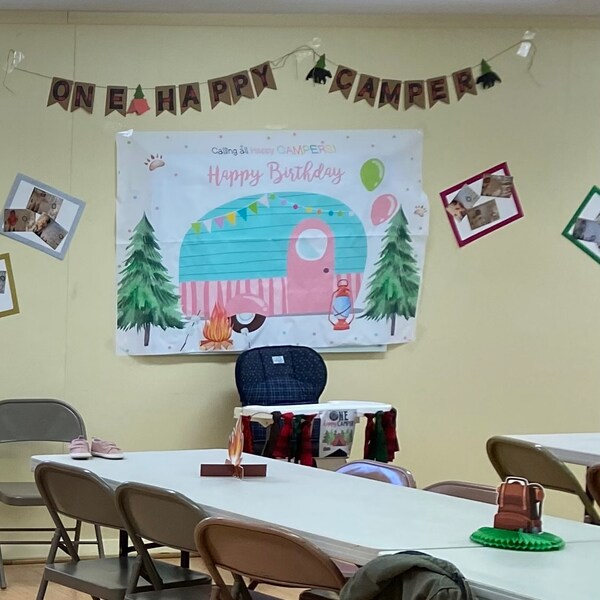 One Happy Camper Banner. Lumberjack Banner. Camping Birthday Banner ...