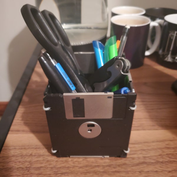 Floppy Disk Pastel Colors Pink Container Pencil Cup Planter Upcycled ...