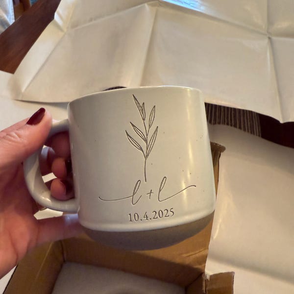 Personalised Engraved Engagement Pottery Mug, Custom Wedding Mugs ...