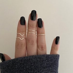 5 Black Midi Rings Black Knuckle Rings Midi Rings Knuckle | Etsy