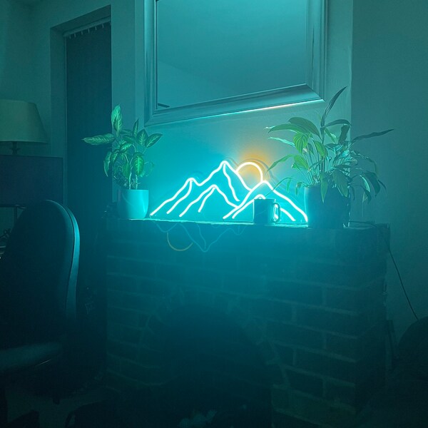 Mountain LED Neon Sign | Customize Large Sunset Acrylic Wall Art ...