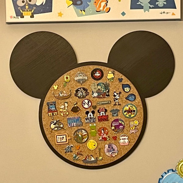 Mouse Shaped Pin Board, Disney Inspired Pin Collectors Board- Wood and ...
