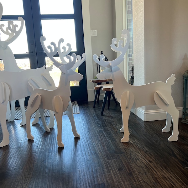 Medium White Reindeer Display (2 Deer) - Etsy