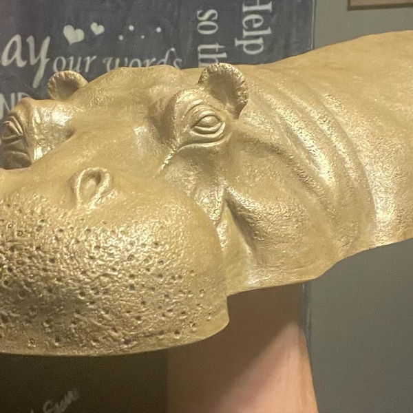 Rusted Iron Resin Hippo Head Garden Decor Gift for Gardeners Birthday ...