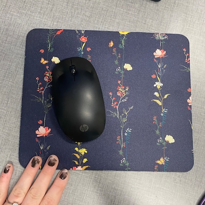 Tiny Flowers Mouse Pad Floral Mousepad Black Office Decor for Women ...
